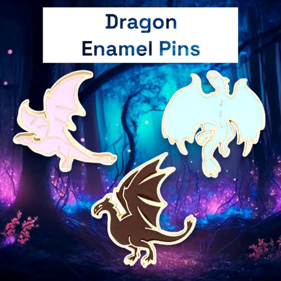 Jewelry | Nwtnib Dragon Enamel Pins 3pack | Poshmark